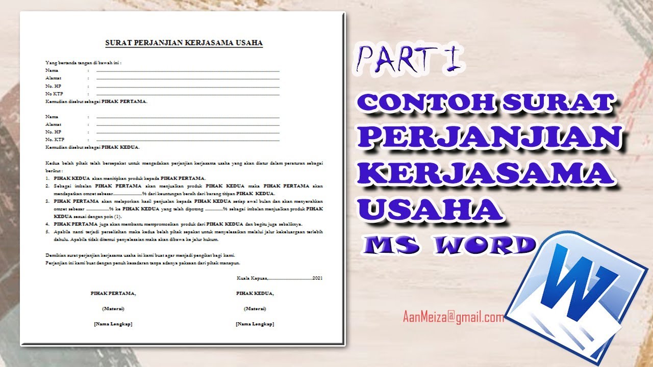Cara Membuat Surat Perjanjian Kerjasama Bisnis || Contoh Bagian 1