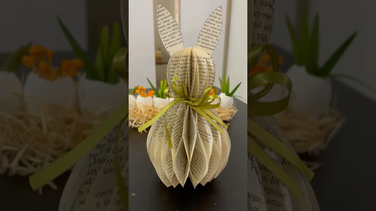 DIY Coelho de Papel 🐰 – Decoração de Páscoa com Livro Antigo! 📖✨