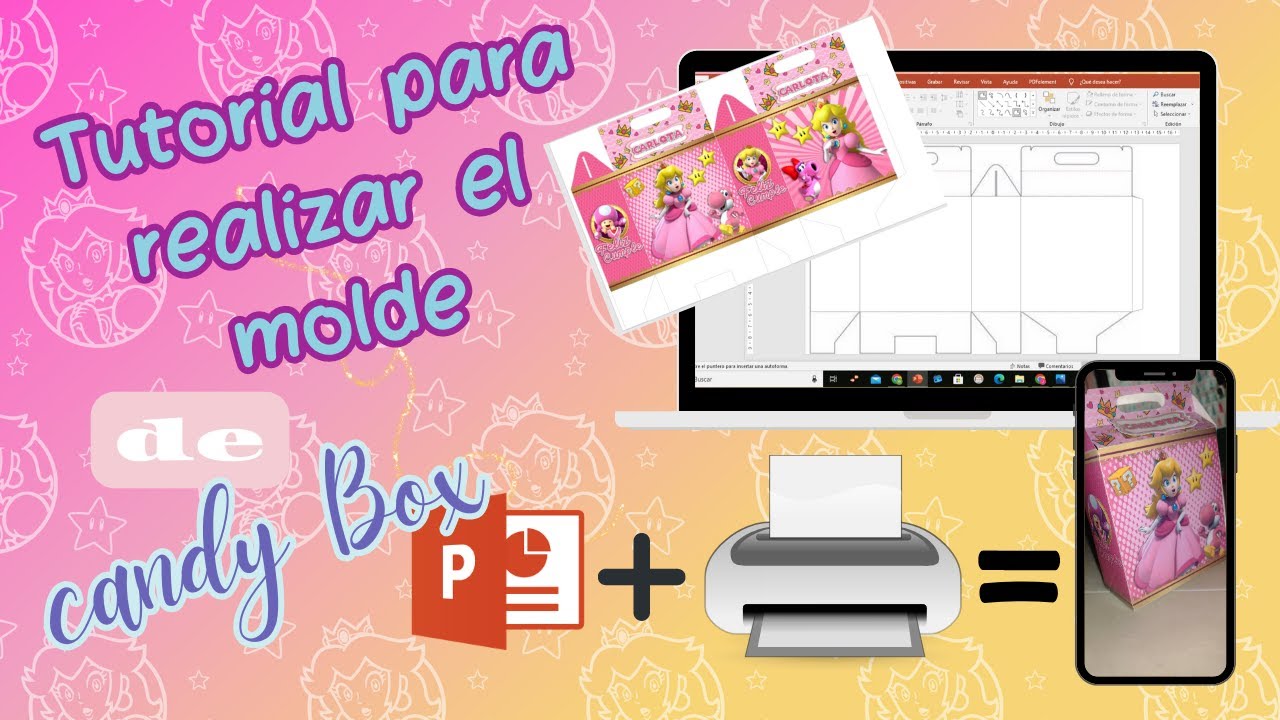 Como hacer el molde de una cajita para cotillón (Candy box) en PowerPoint / milk box
