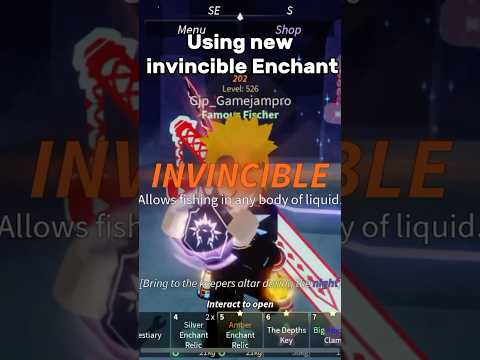 New Invincible Enchant With Rod Of The Depths #roblox #fisch #robloxfisch
