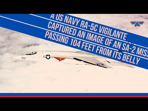 A US NAVY RA-5C Vigilante captured an image of an SA-2 missile passing 104 feet from its belly