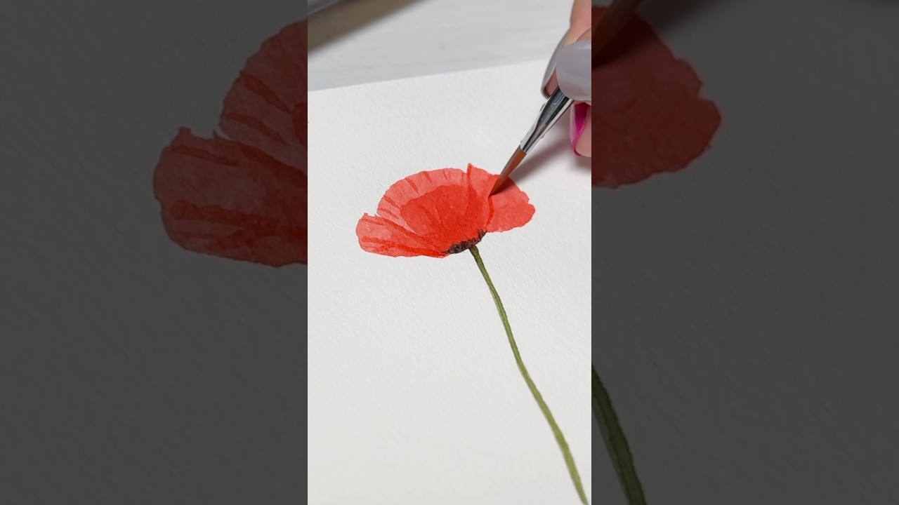 Loose watercolor poppy | Simple and beautiful brushstrokes 🌺