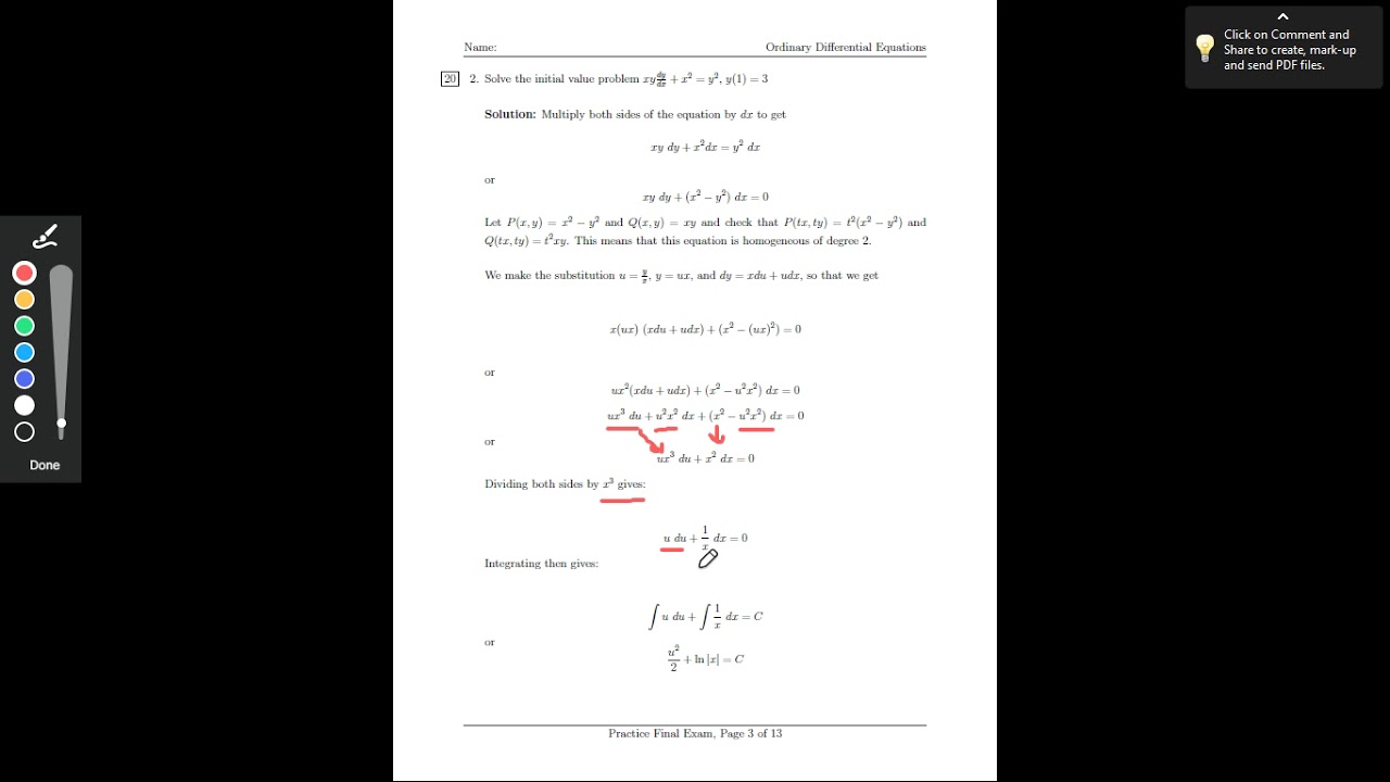 MATH 302 Practice Final Exam Solutions: Problems 1-3