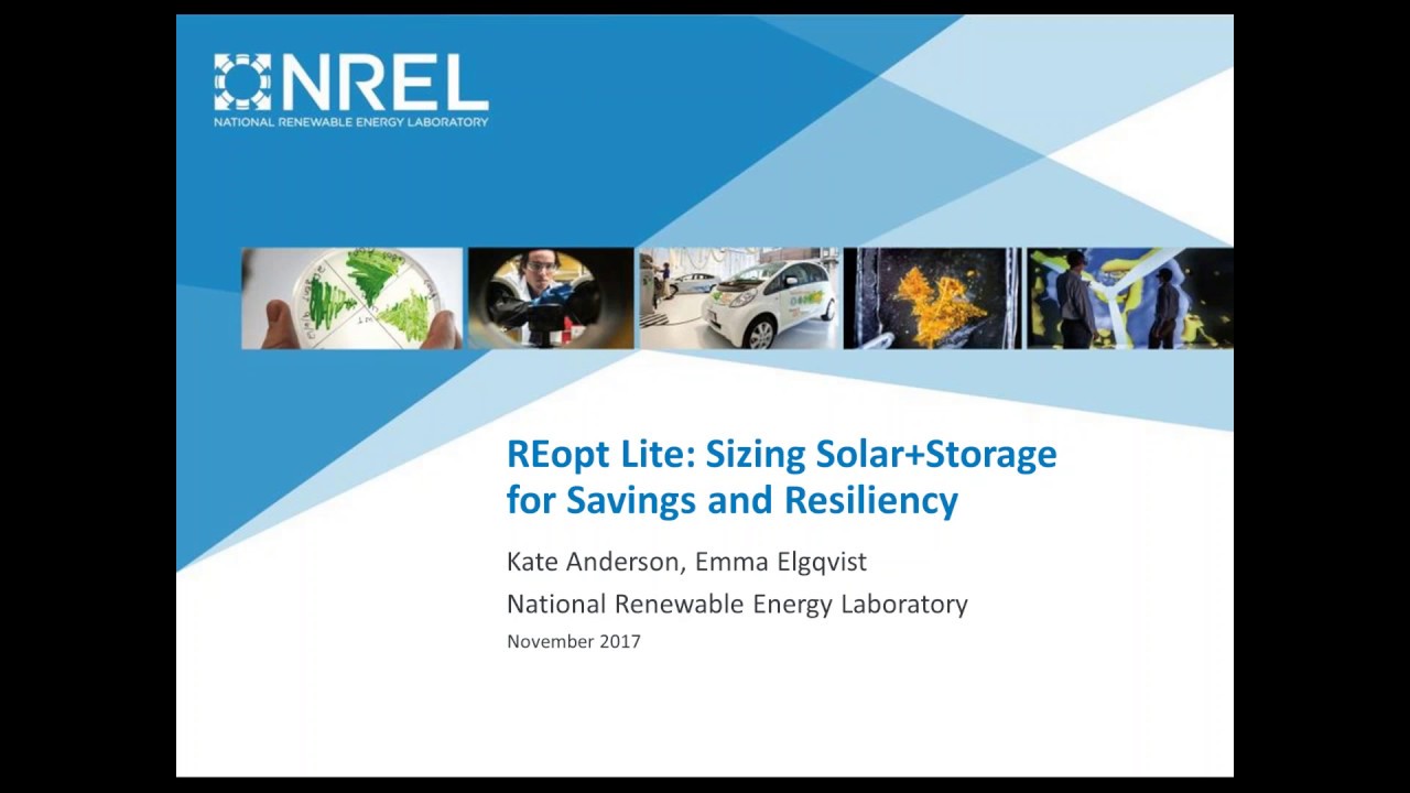 REopt Lite: Sizing Solar+Storage for Savings and Resiliency with NREL’s New Tool (11.1.2017)