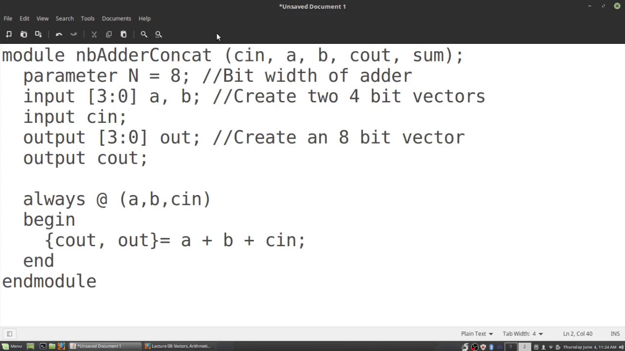 Parametric Adder in Verilog