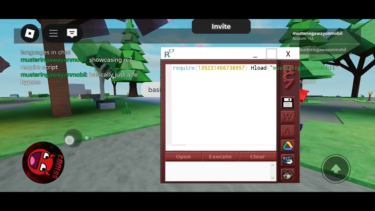 Showcasing rc7 require script(fe bypass)
