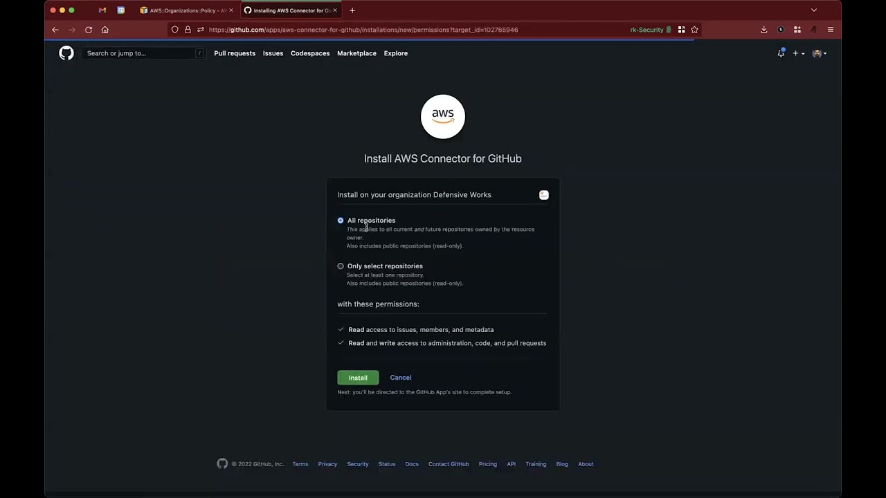 AWS Developer Tools GitHub Connection