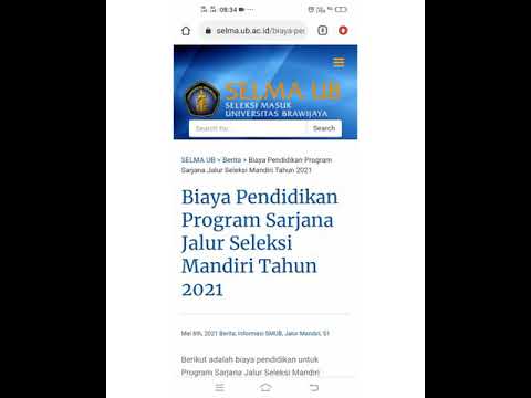 BIAYA PENDIDIKAN JALUR SELEKSI MANDIRI UNIVERSITAS BRAWIJAYA (UB) PROGRAM S1 TAHUN 2021