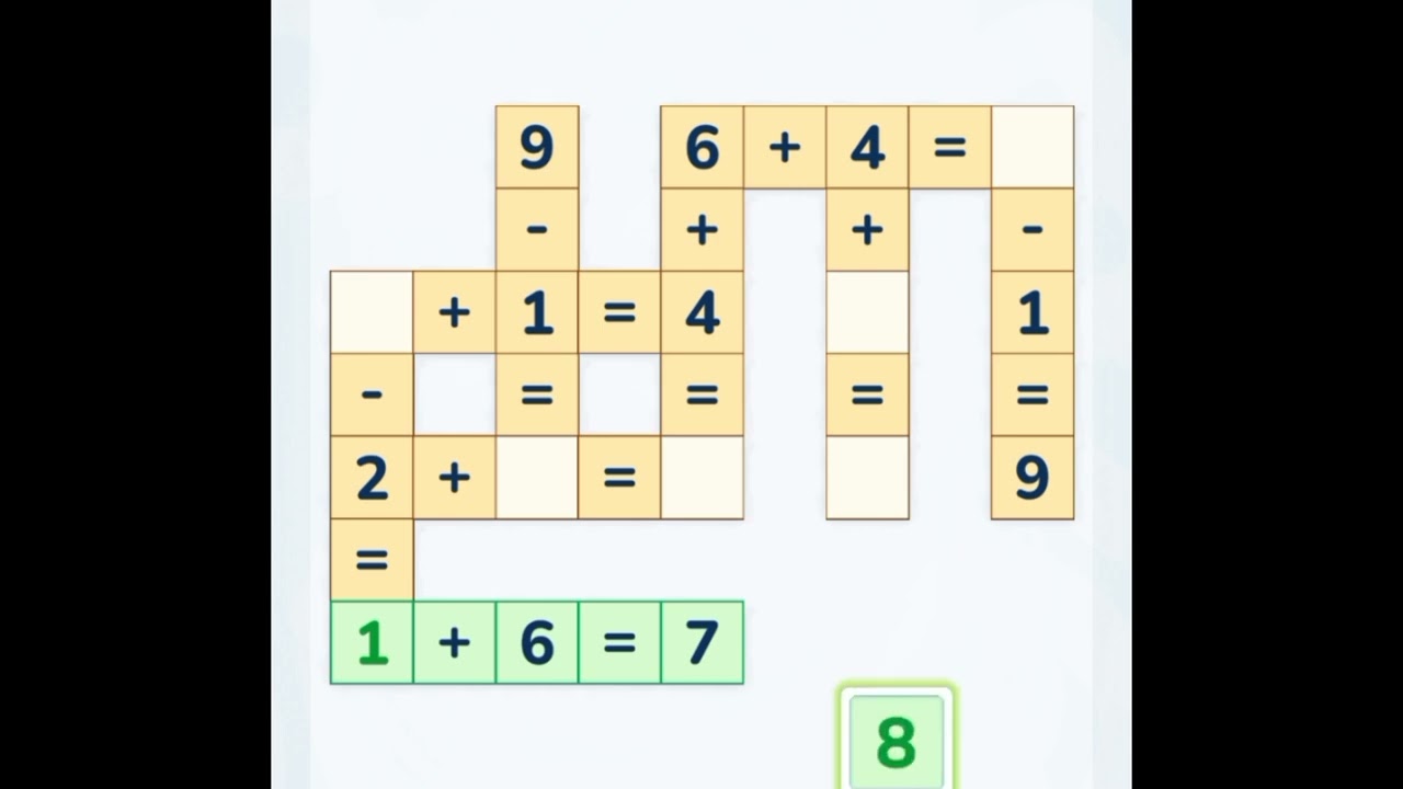 Crossword for children. kindergarten math. Math crossword