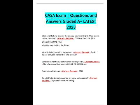 CASA EXAM QUESTIONS AND ANSWERS GRADED A LATEST 2023