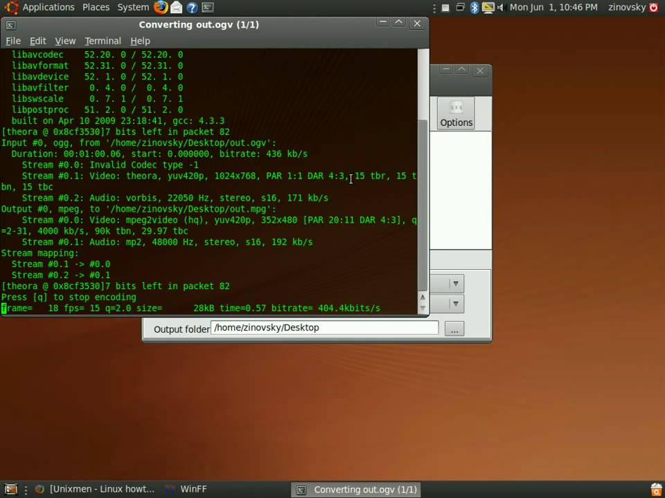 Install winFF a graphical user interface for ffmpeg