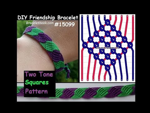 Two Tone Squares Friendship Bracelet Tutorial [Braceletbook #15099]