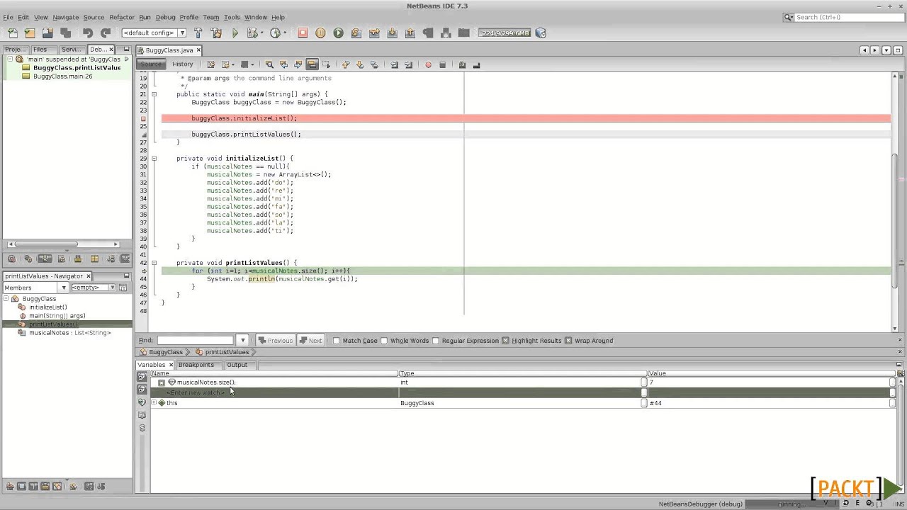 Java EE Development with NetBeans 7 Tutorial: Inspecting Variable Values | packtpub.com
