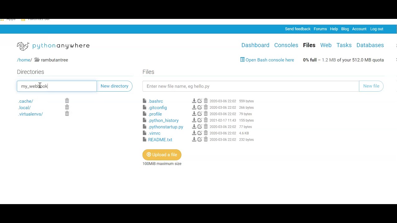 Pythonanywhere - Guide to creating a subdirectory