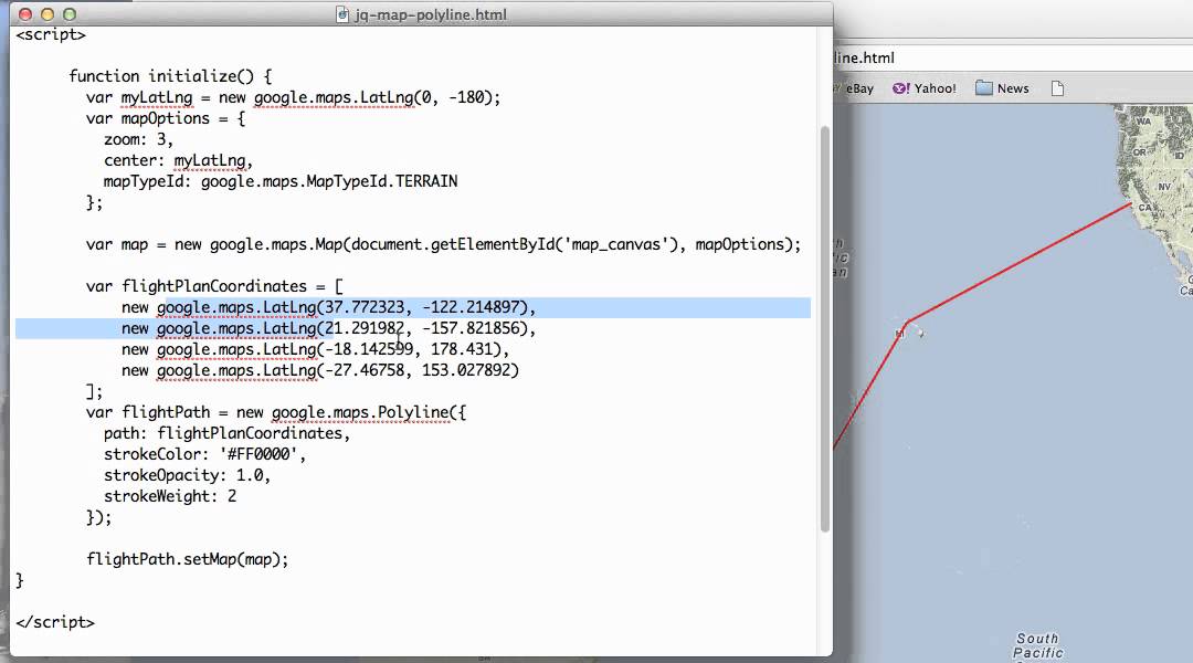 JS 4U 215: Polylines on a Map