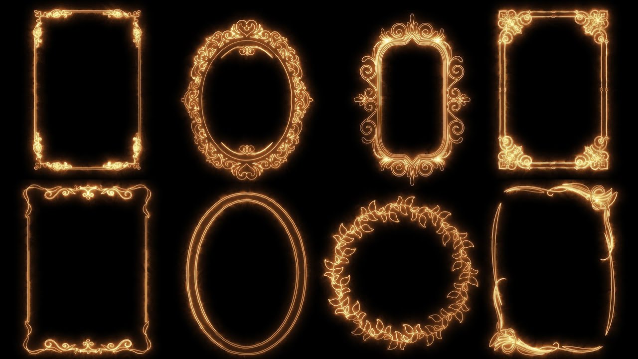 Floral Frames, Floral borders | Greeting and invitation floral frames | Golden border frame design