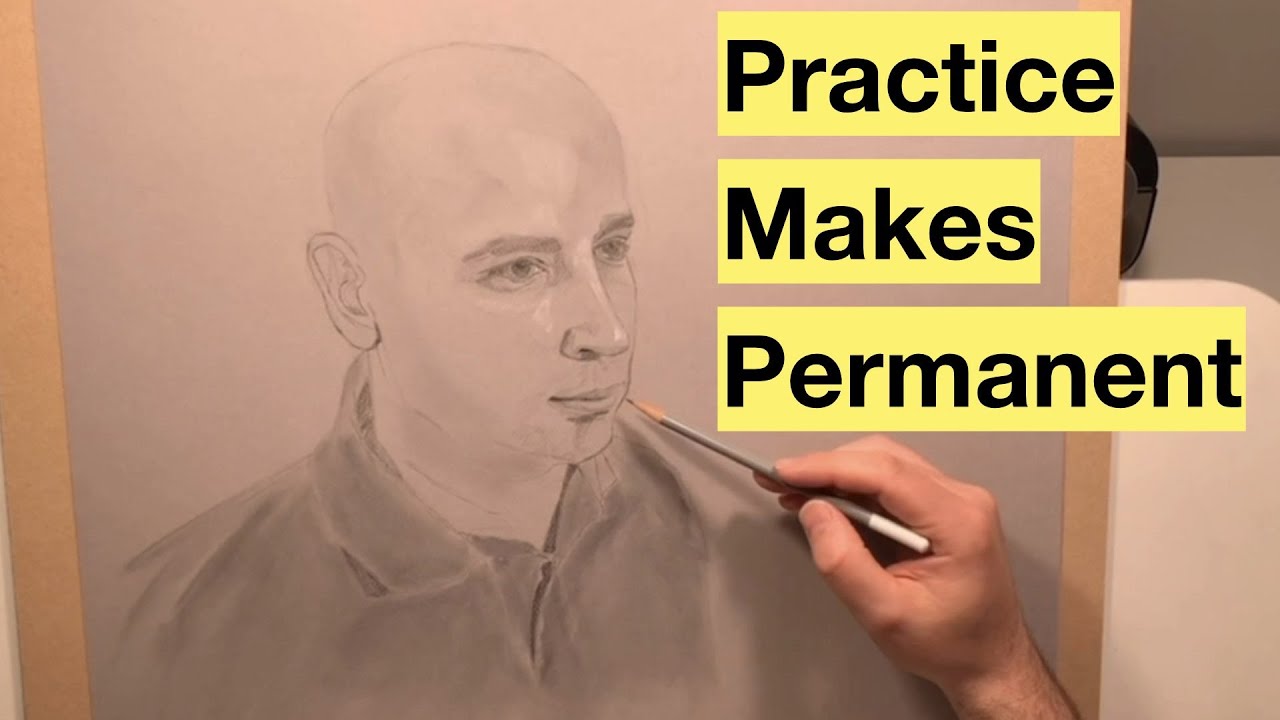 A practice self-portrait to help drawing lessons stick