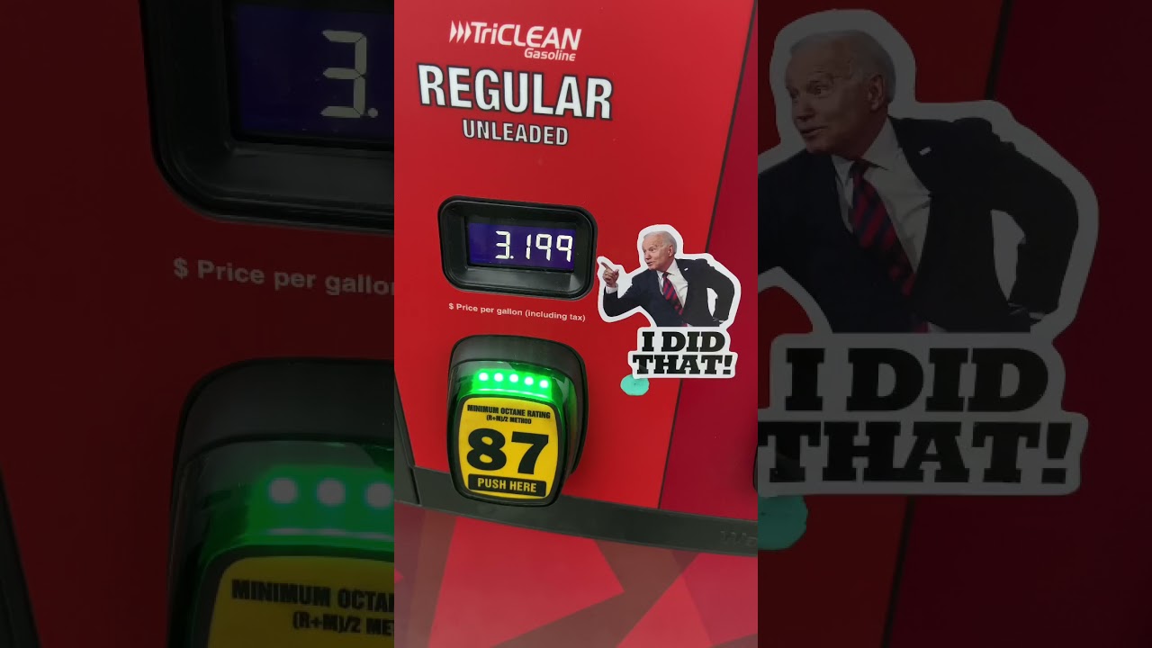 Funny Joe Biden sticker on a gas pump! Yes, he did raise those gas prices! #JoeBiden $3.19 gallon.