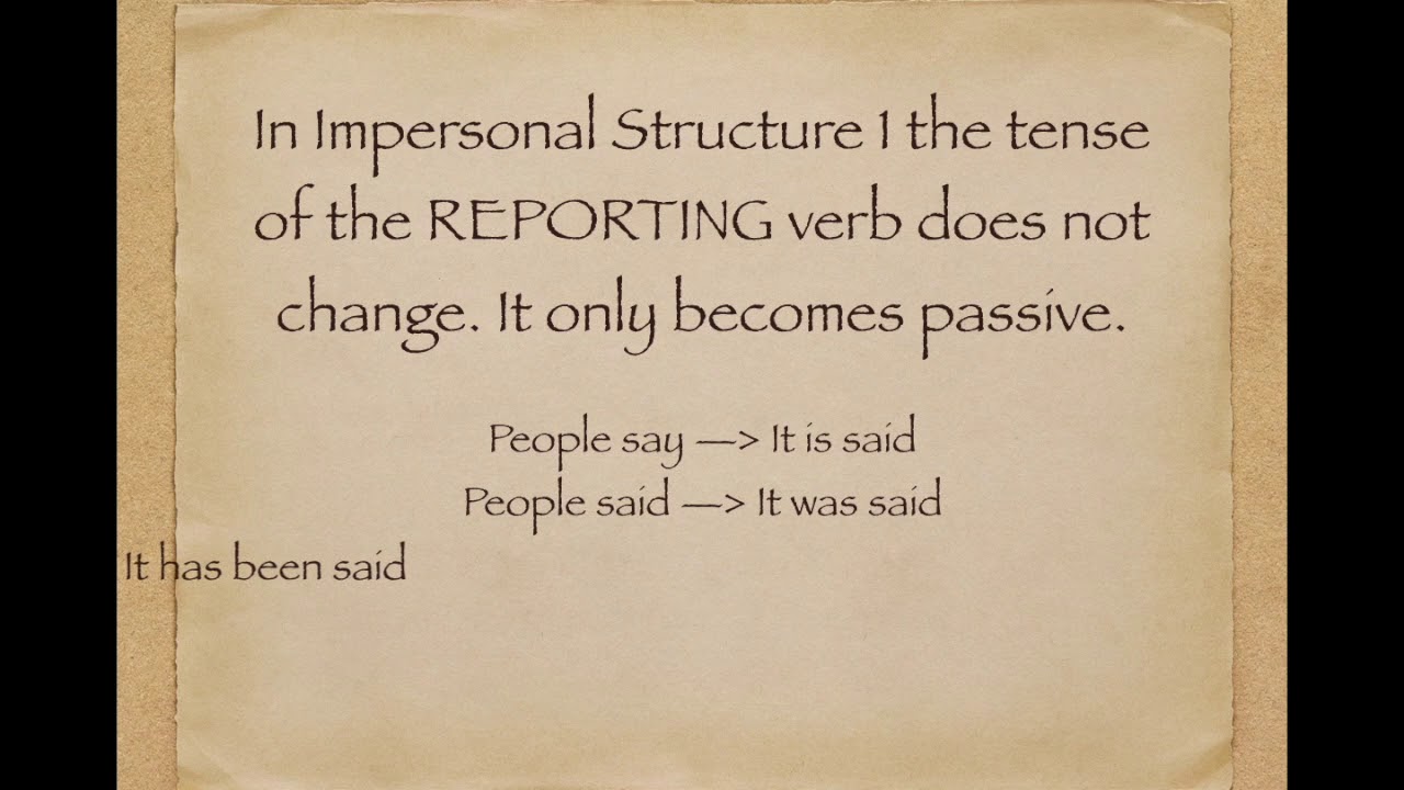 Unit 6 Impersonal Reporting Structures