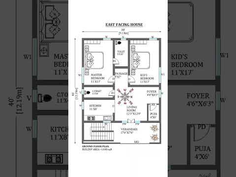 30x40 house plan east facing | 30x40 house design | 1200 sqft house design
