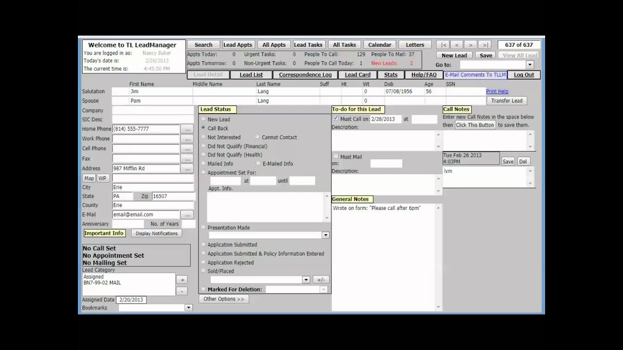 TL LeadManager Layout