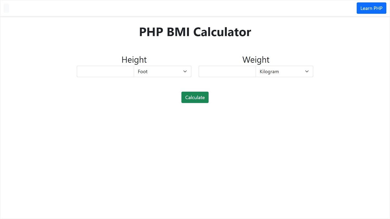 Simple BMI Calculator PHP Script