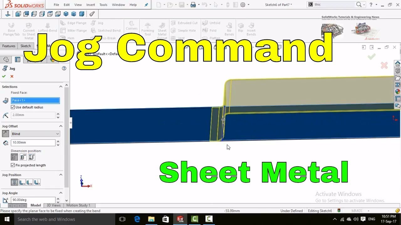 SolidWorks Tutorial: Jog Command Sheet Metal Tutorial
