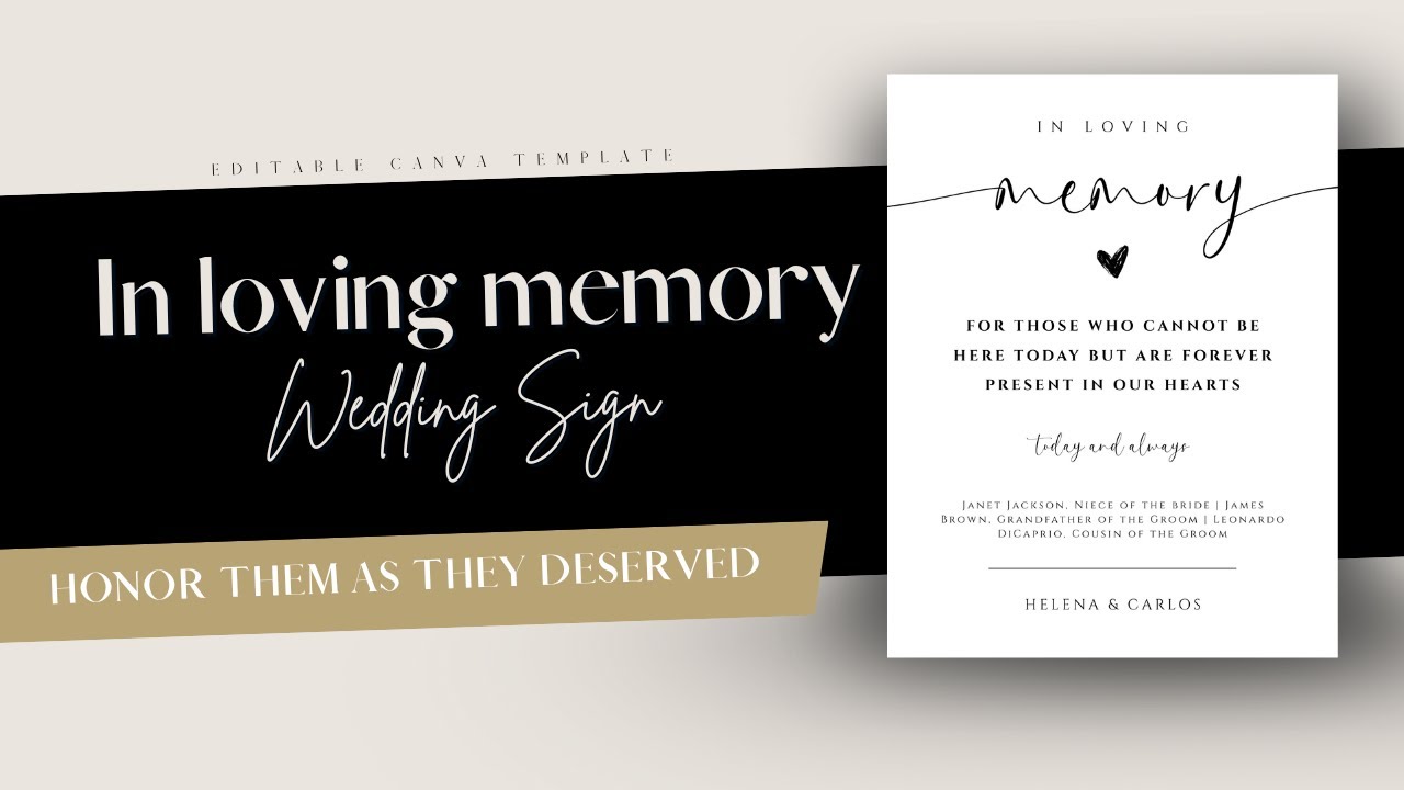 In Loving Memory Wedding Sign | Elegant Printable Template for a Heartfelt Tribute