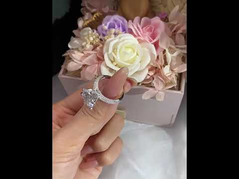 Sterling Silver Engagement Ring Cubic Zirconia & Moissanite Optional center stone 5.00ct
