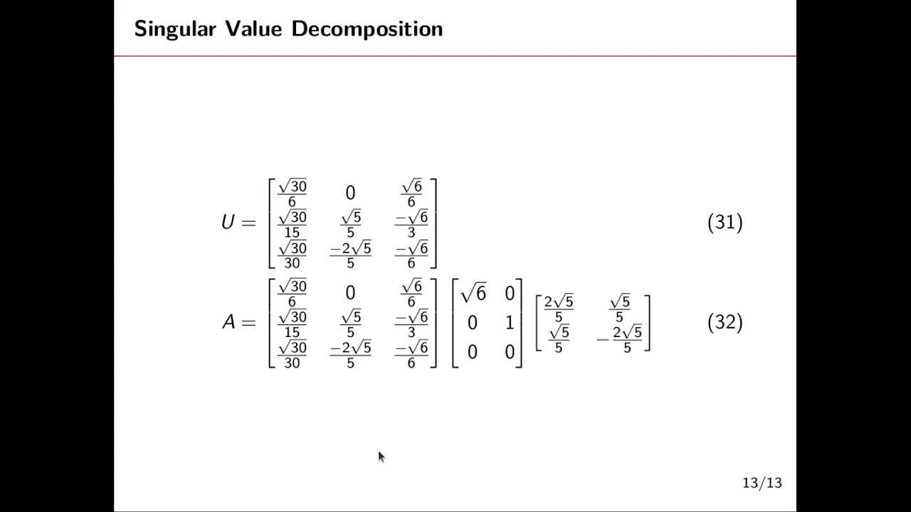 Singular Value Decomposition (SVD): Worked Example 2.