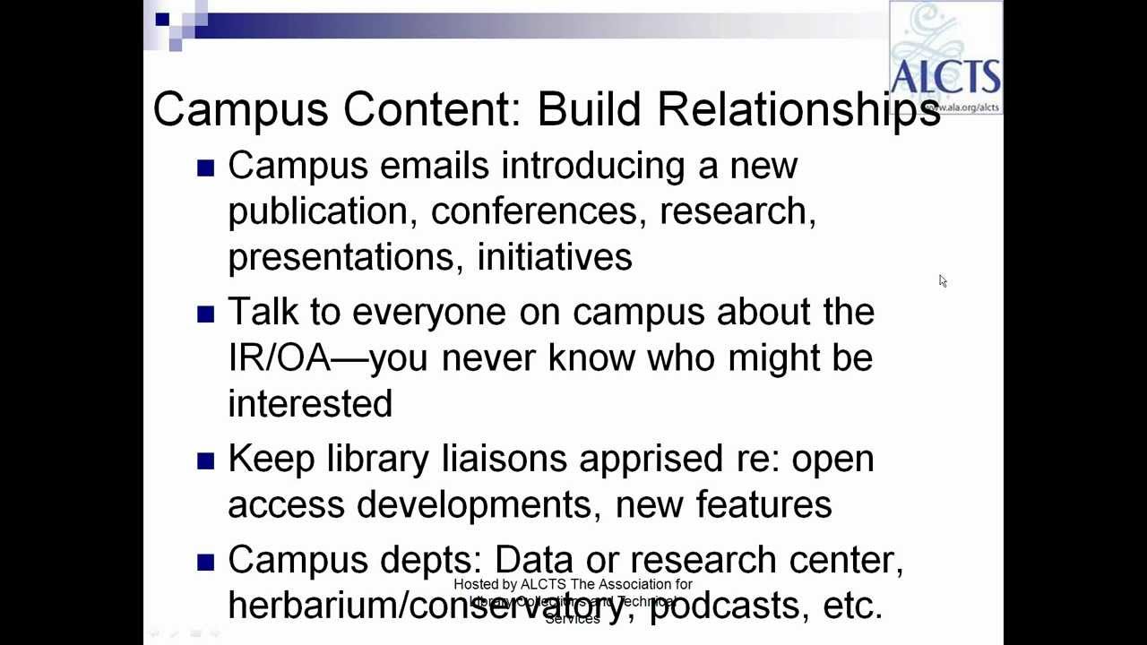 Engaging Your Campus in Utilizing Institutional Repositories