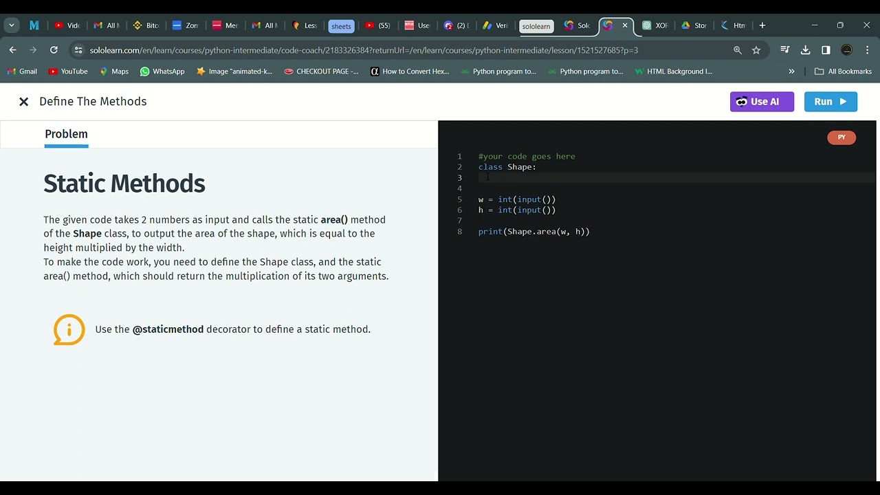 22 Class & Static Methods | Python Intermediate | Sololearn