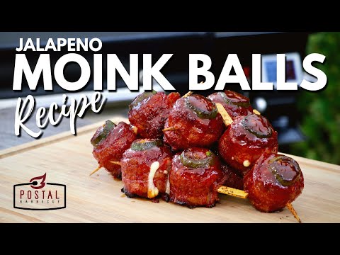 Jalapeno MOINK BALLS Recipe - Bacon Wrapped Stuffed Meatballs - BBQ Appetizers