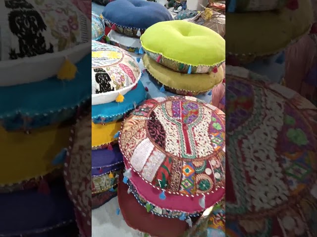 Cotton Pouf - Round Patchwork Cotton Pouf Manufacturer from Jaipur