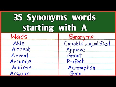 35 Synonyms words starting with A | Similar words in English | Alternative words