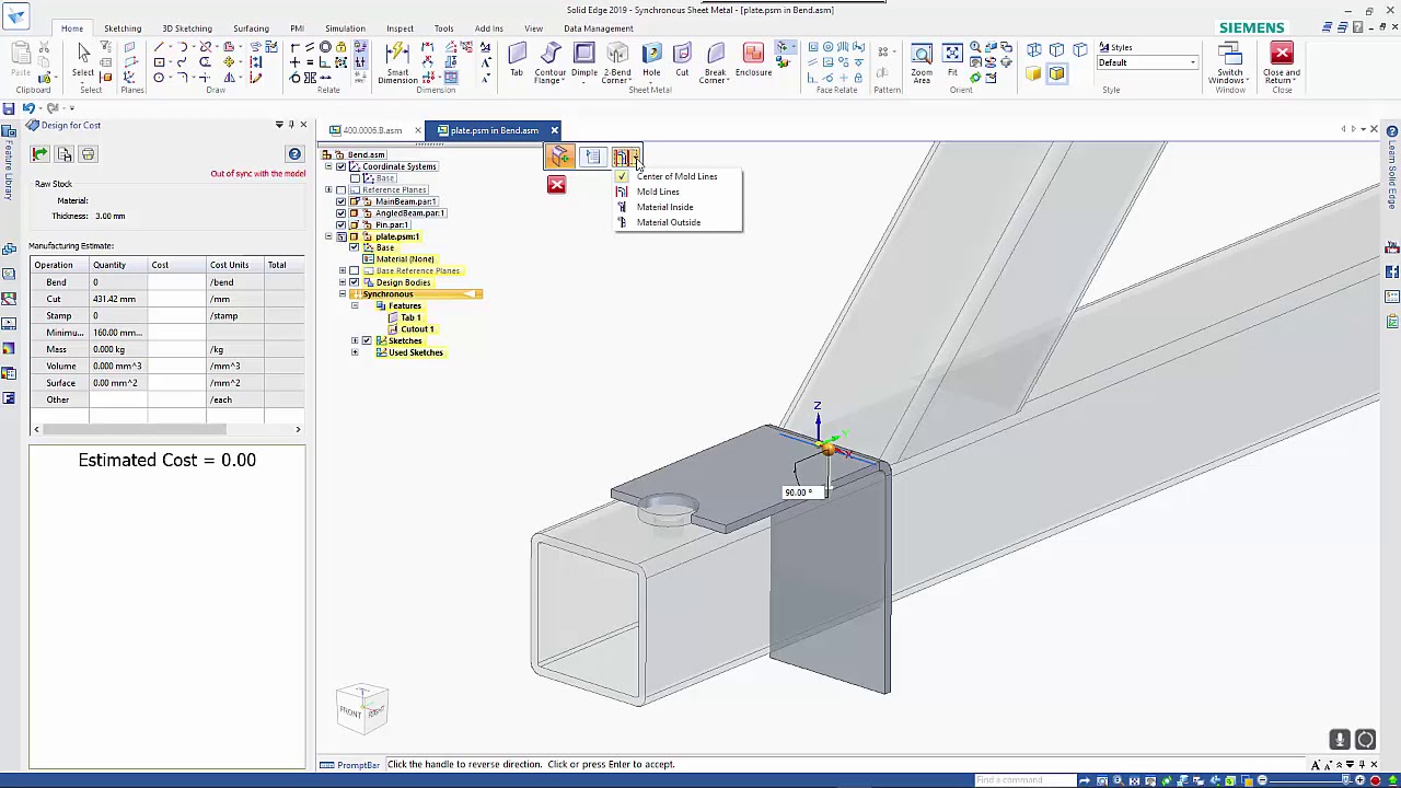 Using the Solid Edge Bend command