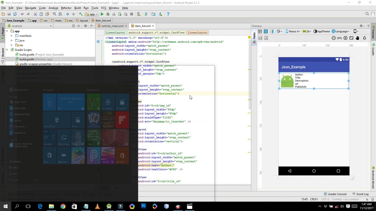 How to Fetch JSON data using Volley(Part 5)+RecyclerView+CardView