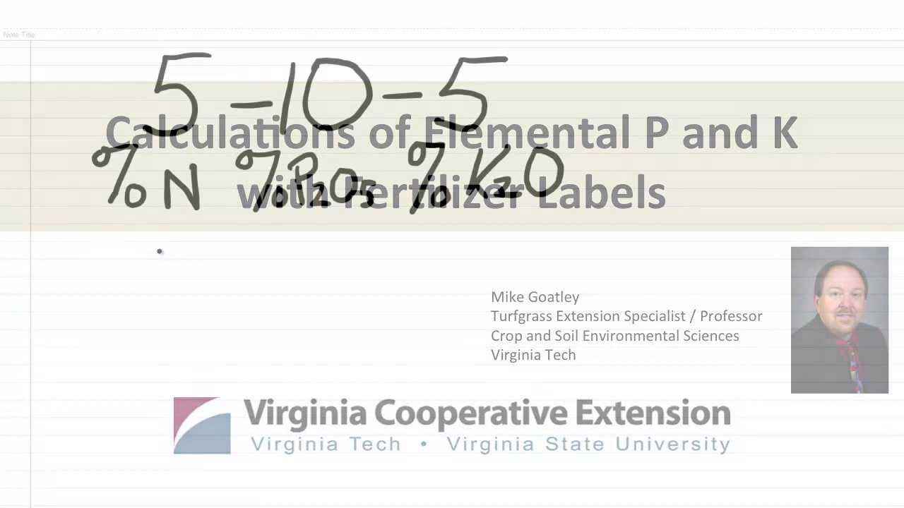 Calculations of Elemental P and K With Fertilizer Labels