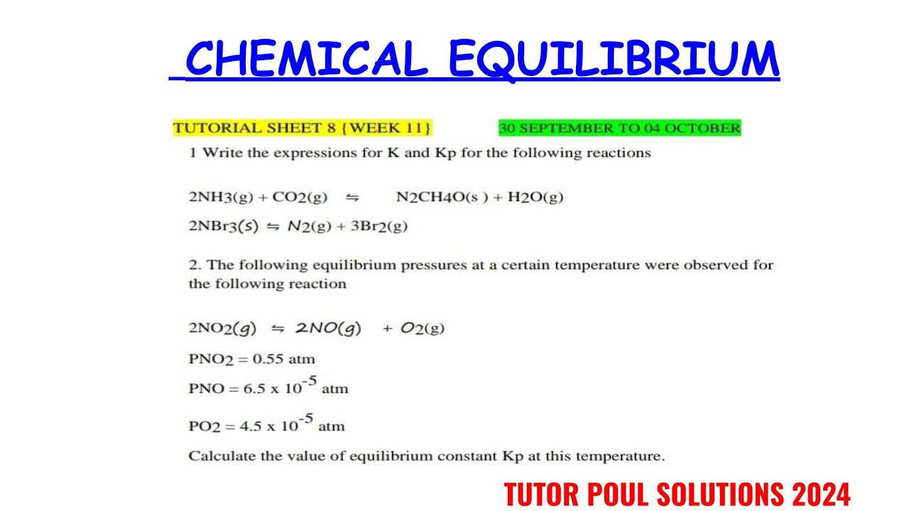 CH1OO1 TS8 CHEMICAL EQUILIBRIUM