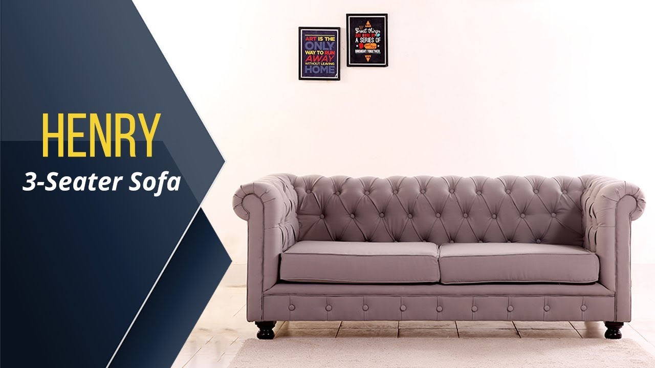 3 Seater Sofa: Buy Henry 3 Seater Sofa (Fabric, Warm Grey)