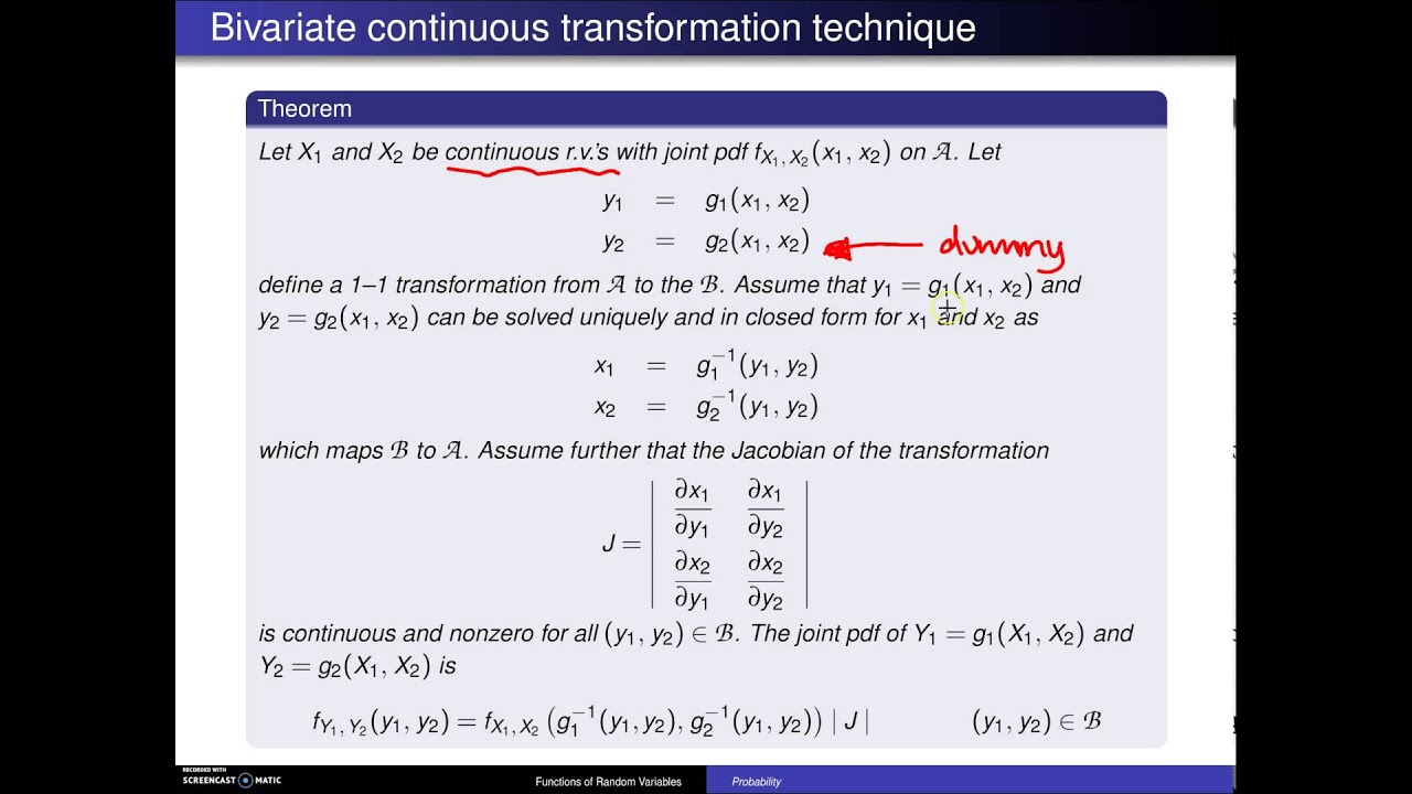 Transformation technique for bivariate continuous random variables