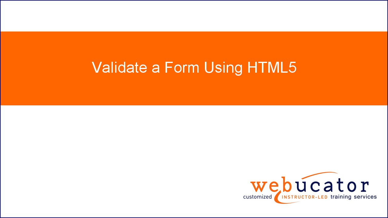 Validate a Form Using HTML5