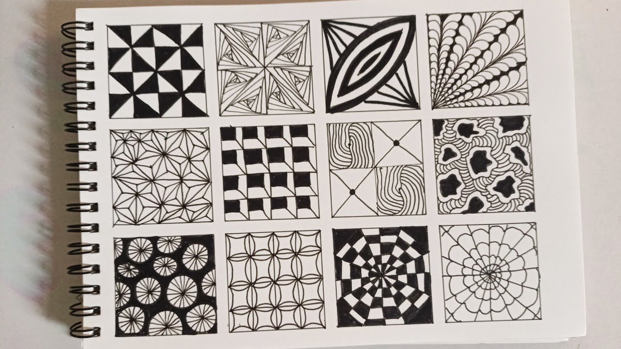 12 zentangle patterns for beginners || doodle art