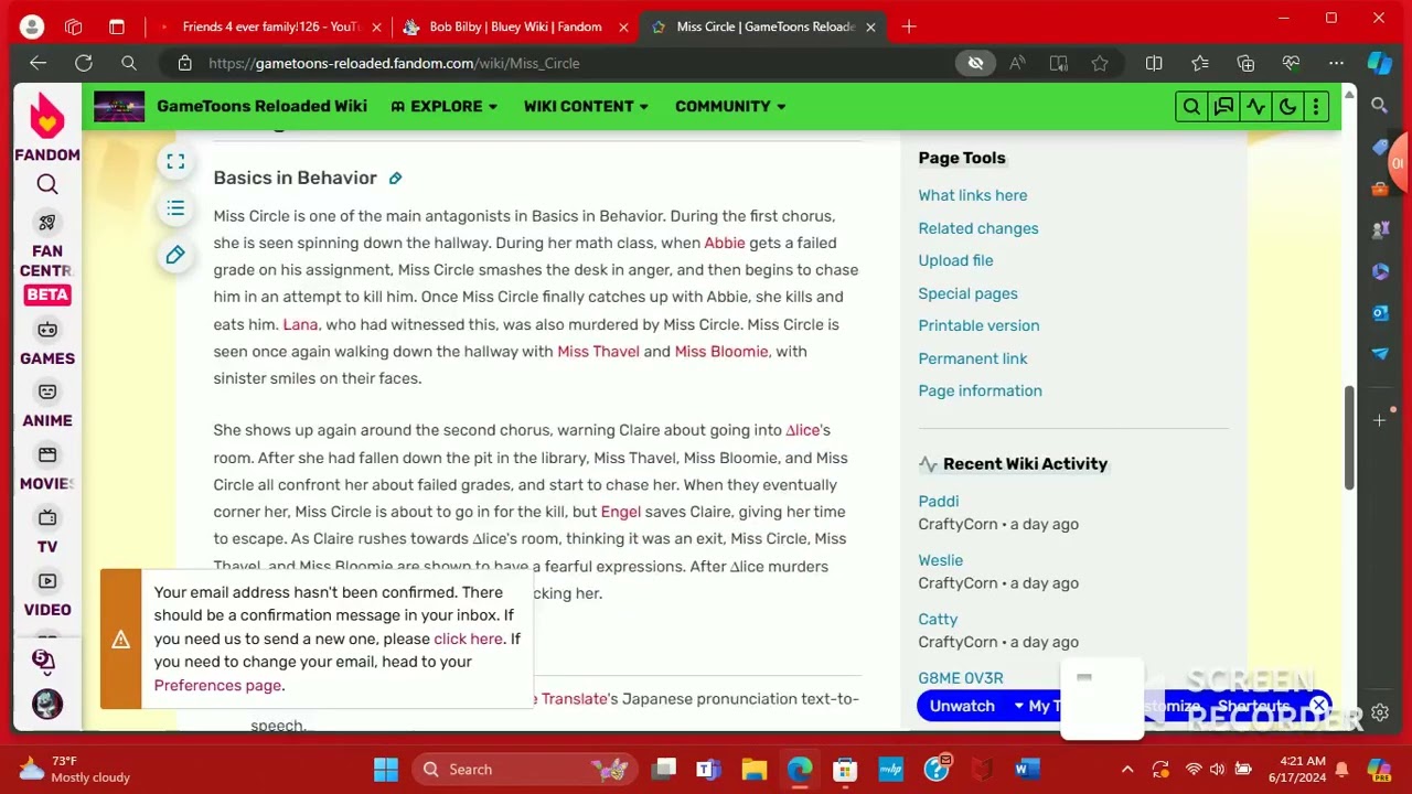 Miss Circle on the GameToons Reloaded Wiki!
