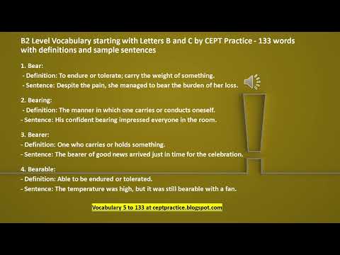 B2 Level Vocabulary starting with Letters B and C by CEPT Practice