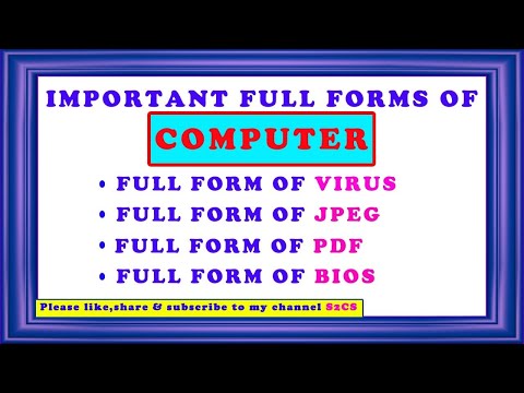 Computer Full Forms| Full Form Of Computer| Computer Ke Basic Full Forms|S2CS