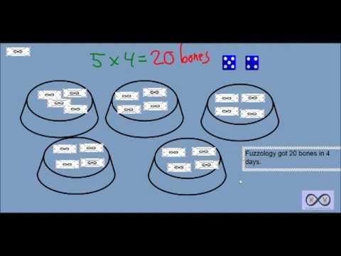Multiplying Single Digit Numbers - Dog Bones and Bowls (3.OA.1)