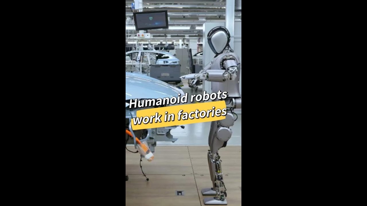Humanoid robots work in factories in S China