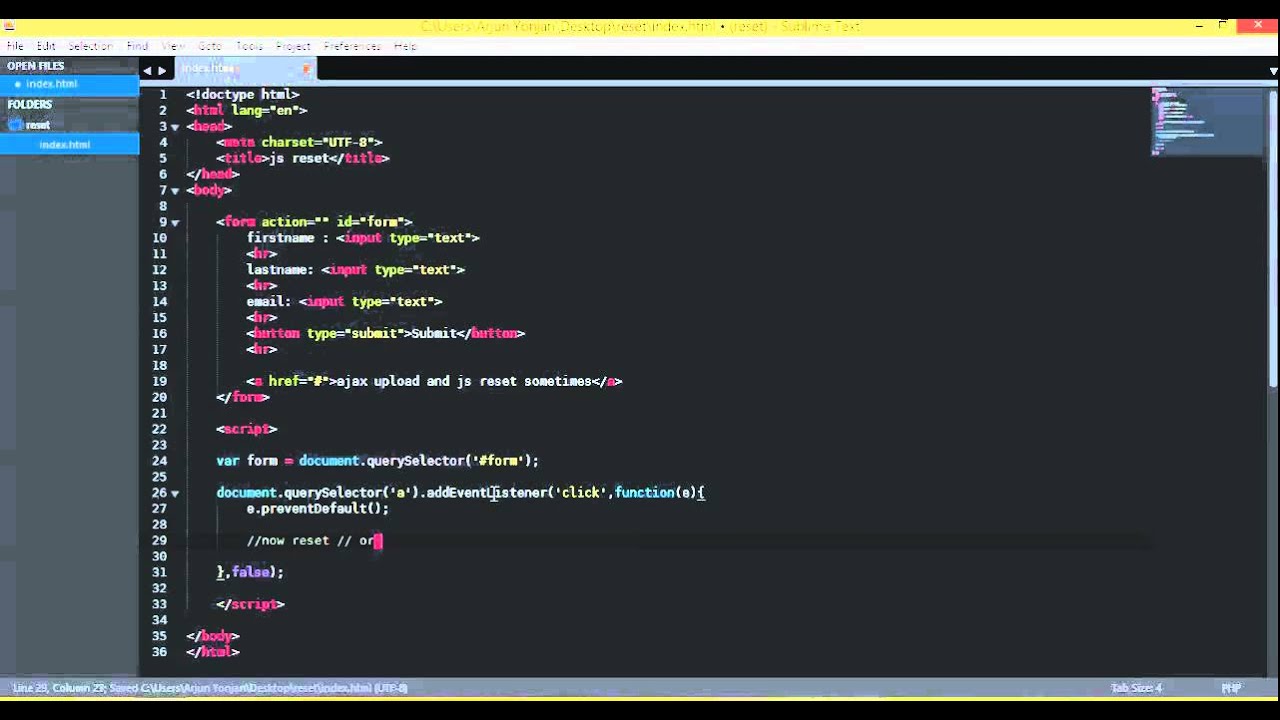 javascript   reset the form 720p