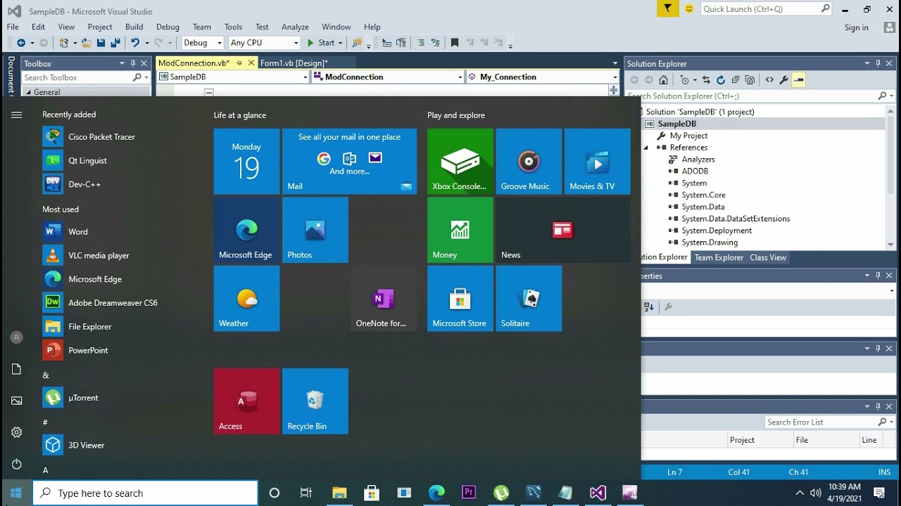 Part 1 Connect VB Net to MySQL Workbench Using Reference Microsoft ActiveX Data Objects 2.6 Library